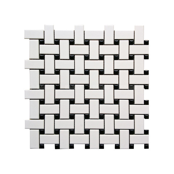 Foshan Wholesale Glazed Ceramic Basket Weave Mosaic Tile Black and ...