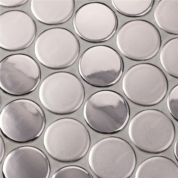 48mm Metallic Silver Penny Round Porcelain Mosaic Tiles Manufactueres ...