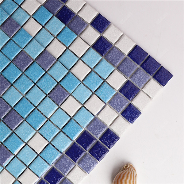 Wholesaler 23x23mm Rough Grain Blue Square Pool Tiles Mosaic Bathroom ...