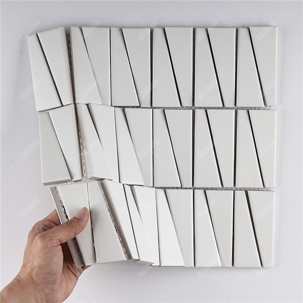 Foshan Factory Inclined Mold Surface Ceramic White Trapezoid Mosaic ...