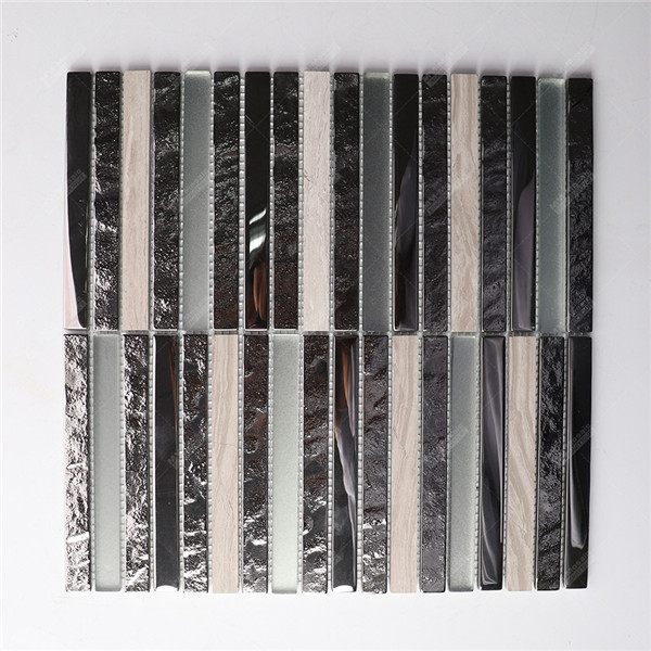 Foshan Company 15x148mm Electroplated Glass Stone Mosaic Strip Kit Kat ...