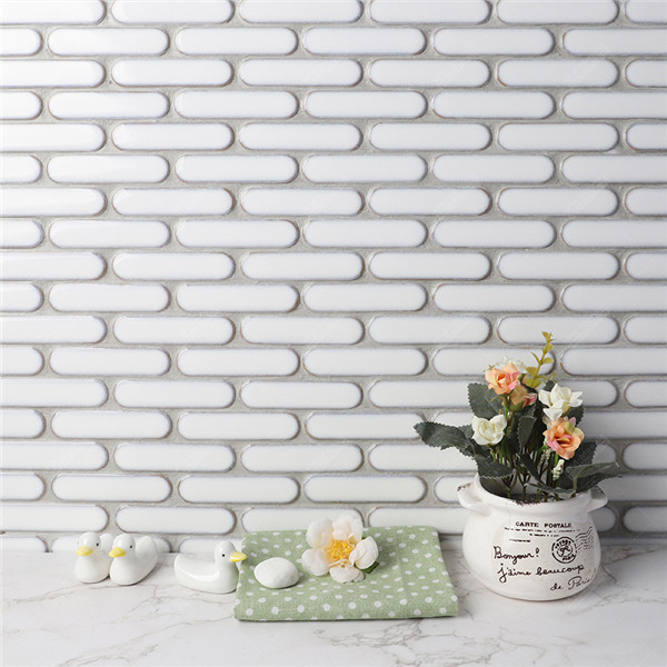 Hot Sale Premium Glazed Ceramic White Oval Mosaic Tiles for Hotel ...