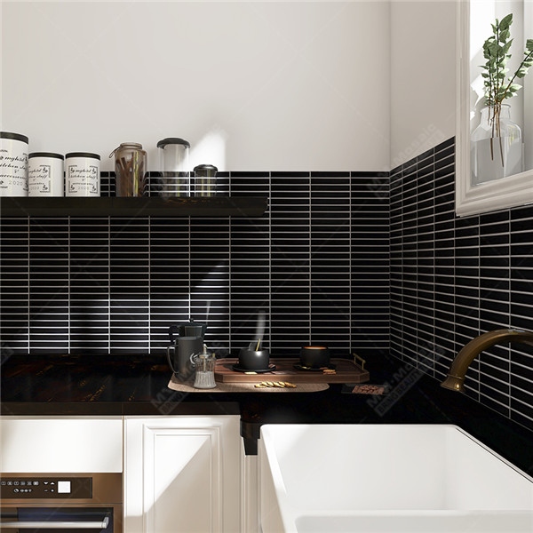 22*145mm Stackbond Strip CZM111D, ceramic mosaic tiles, black ceramic ...