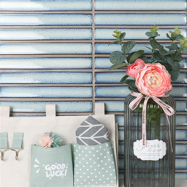 Euro mosaic tile factory powder blue long strip porcelain bathroom ...