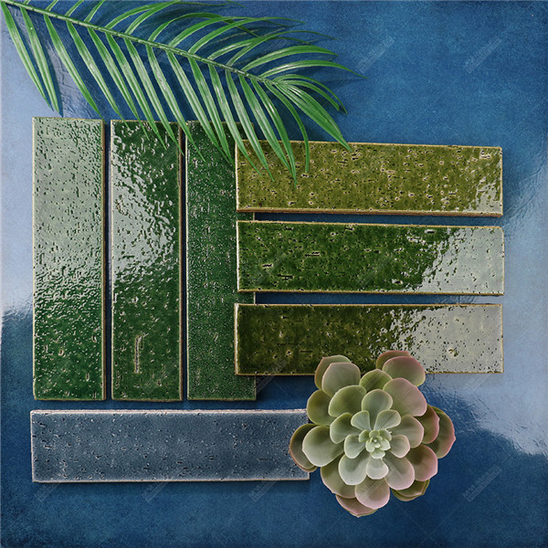 60x240mm Handmade Ceramic Glazed Split Dark Green Subway Tile for ...