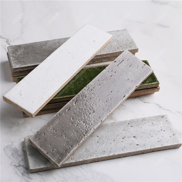 60x240mm Split Face Glazed Handmade White Ceramic Subway Tile for ...