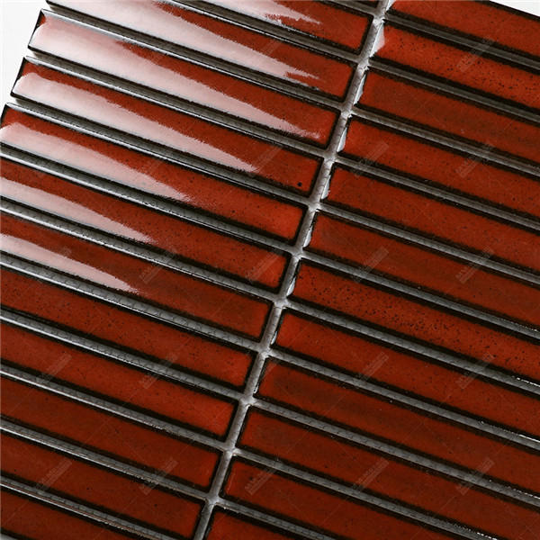 Wholesale 145×20mm kit kat finger strip red glazed ceramic mosaic tile ...