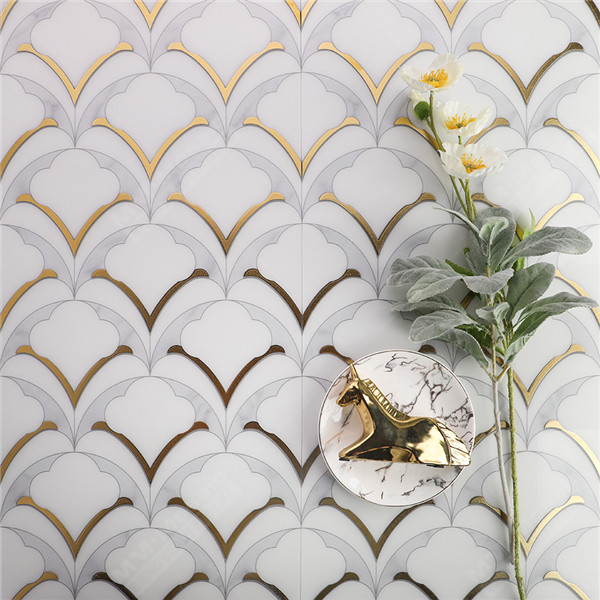 Wholesale 200x200mm Waterjet Fan Shape Pattern Porcelain Moroccan Tiles ...