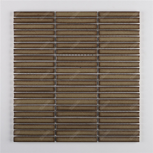 Foshan Supplier 12x92mm Stackbond Ceramic Brown Kitkat Mosaic Tiles ...