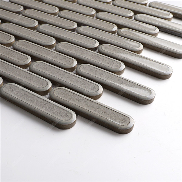 Foshan Factory Glossy Glazed Gray Oval Shape Ceramic Mosaic Tiles for ...