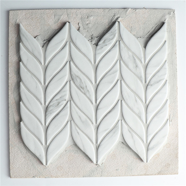 Foshan Wholesale Price White Leaf Shaped Carrara Mosaic Porcelain Tiles ...