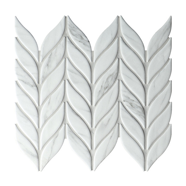 Foshan Wholesale Price White Leaf Shaped Carrara Mosaic Porcelain Tiles ...