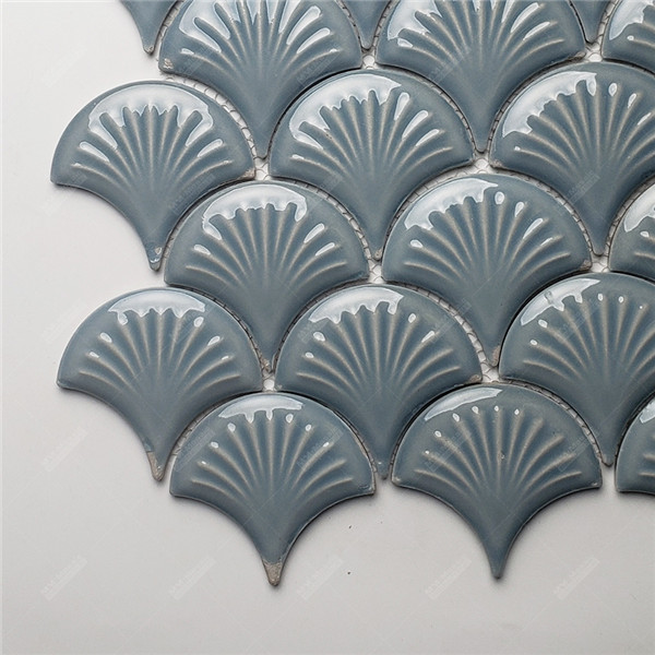 Foshan Supplies Porcelain 3D Mould Surface Blue Fish Scale Mosaic Tiles ...