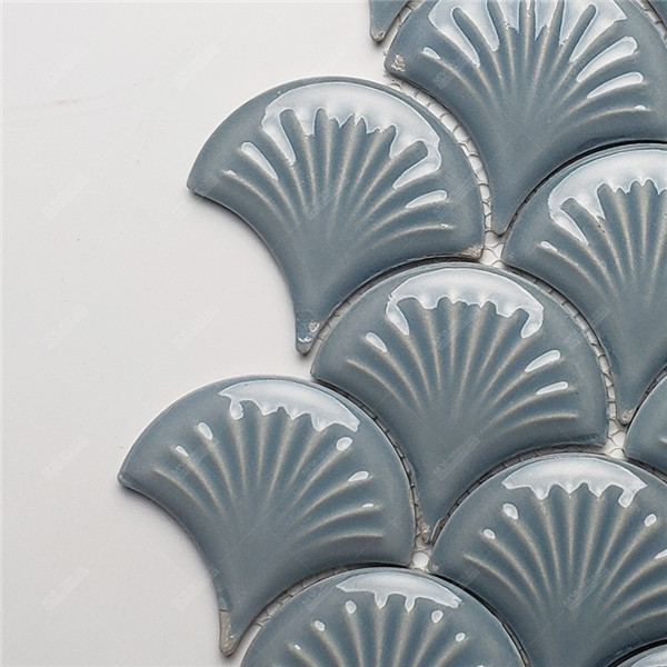 Foshan Supplies Porcelain 3D Mould Surface Blue Fish Scale Mosaic Tiles ...