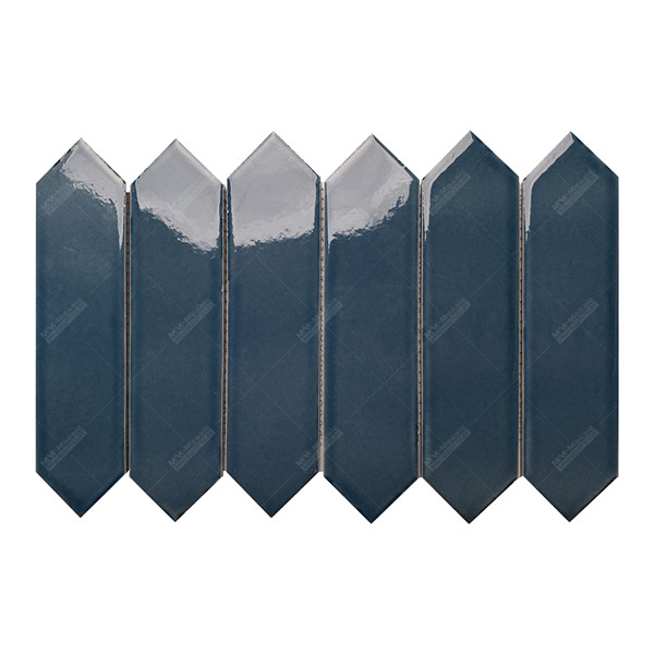 Foshan Factory Flat Picket Shaped Long Hexagon Powder Blue Ceramic ...