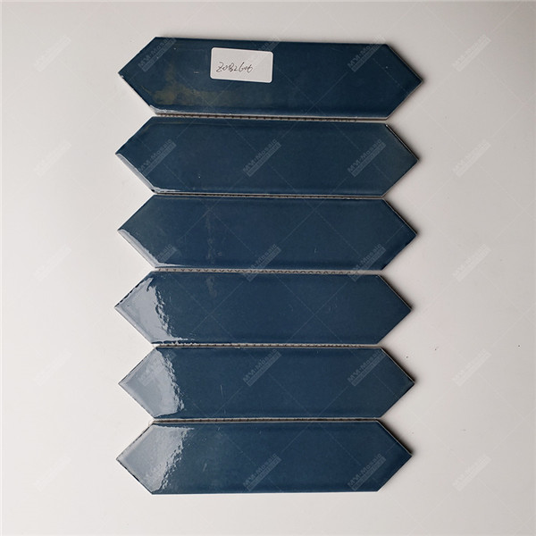 Foshan Factory Flat Picket Shaped Long Hexagon Powder Blue Ceramic ...