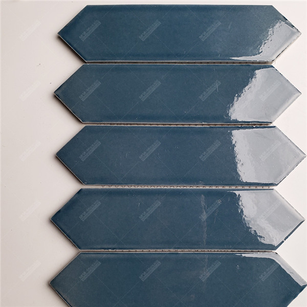 Foshan Factory Flat Picket Shaped Long Hexagon Powder Blue Ceramic ...