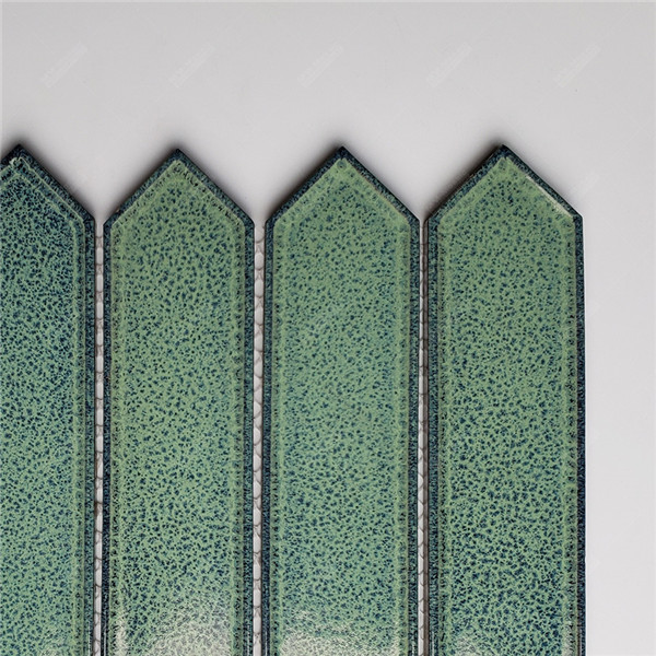 Wholesale 3D Concave Porcelain Green Elongated Hexagon Mosaic Tiles ...