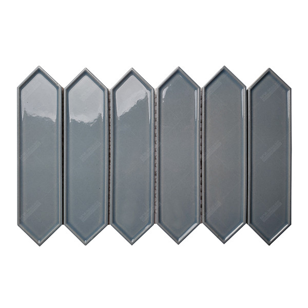Wholesale 3d Concave Long Picket Shape Grey Ceramic Hexagon Mosaic ...