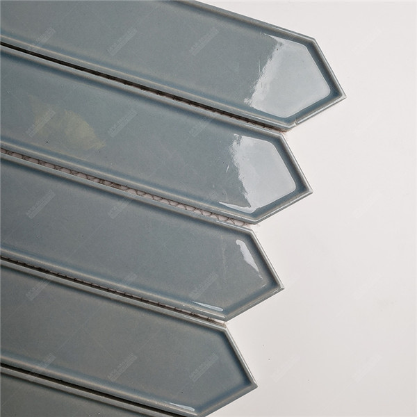 Wholesale 3d Concave Long Picket Shape Grey Ceramic Hexagon Mosaic ...