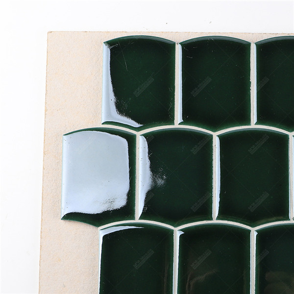 Wholesale Tunnel Pattern Porcelain Glossy Dark Green Mosaic Irregular ...