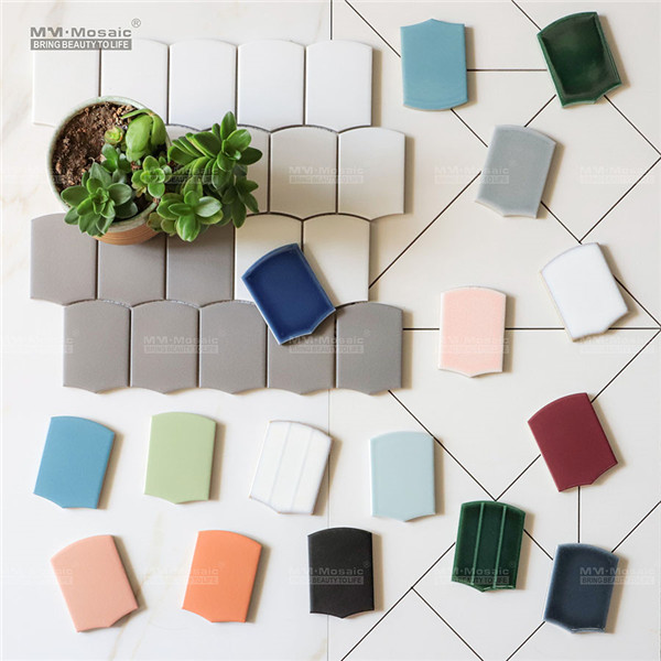 Wholesale Tunnel Pattern Porcelain Glossy Dark Green Mosaic Irregular ...