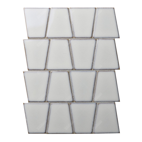 Foshan Factory Premium Glazed Porcelain White Trapezoid Tiles Mosaic ...