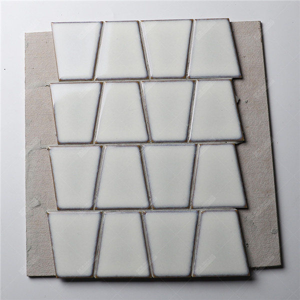 Foshan Factory Premium Glazed Porcelain White Trapezoid Tiles Mosaic ...