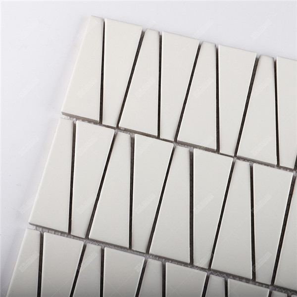 Foshan Factory Inclined Mold Surface Ceramic White Trapezoid Mosaic ...