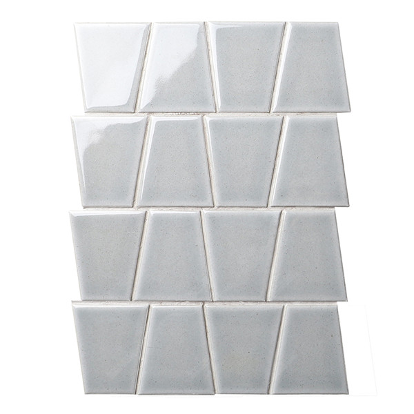 Wholeslae Trapezoid Shape Glossy Ceramic Light Grey Mosaic Tiles for ...
