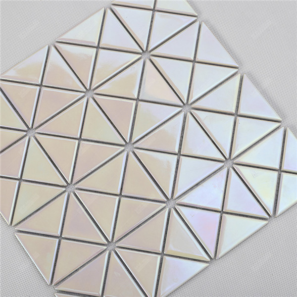 2" Glossy Glazed White Porcelain Mosaic Triangle Iridescent Wall ...