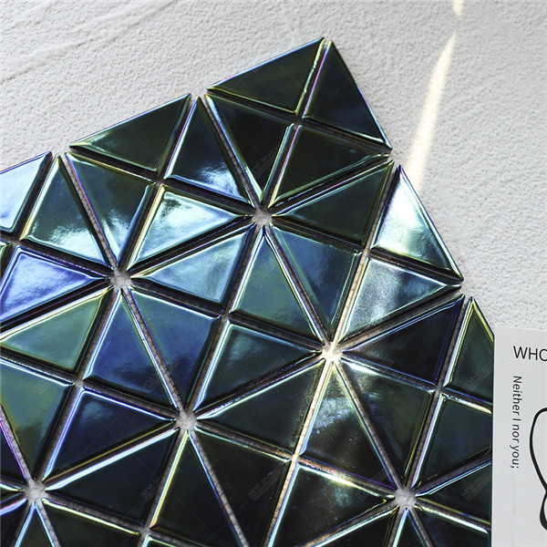 2" Glossy Glazed Porcelain Gradient Blue Iridescent Tile Bathroom ...