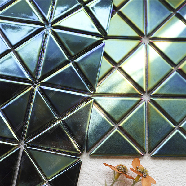 2" Glossy Glazed Porcelain Gradient Blue Iridescent Tile Bathroom ...