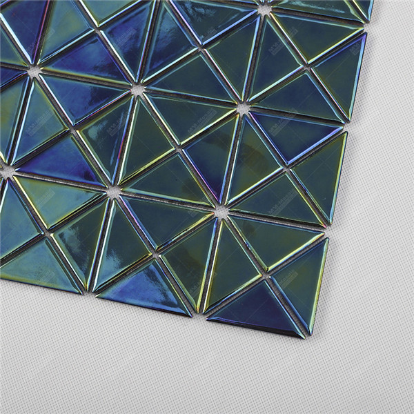 2" Glossy Glazed Porcelain Gradient Blue Iridescent Tile Bathroom ...