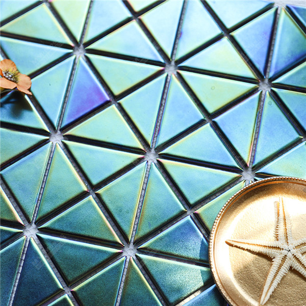 2" Matte Glazed Porcelain Mosaic Blue Gradient Iridescent Tiles for ...