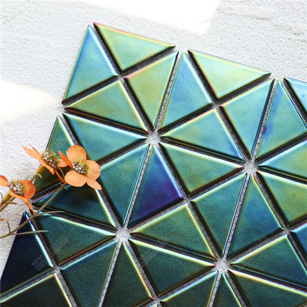 2" Matte Glazed Porcelain Mosaic Blue Gradient Iridescent Tiles for ...