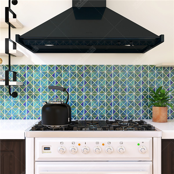 2" Matte Glazed Porcelain Mosaic Blue Gradient Iridescent Tiles for ...