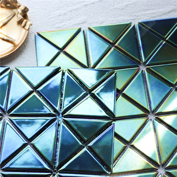 2" Matte Glazed Porcelain Mosaic Blue Gradient Iridescent Tiles for ...