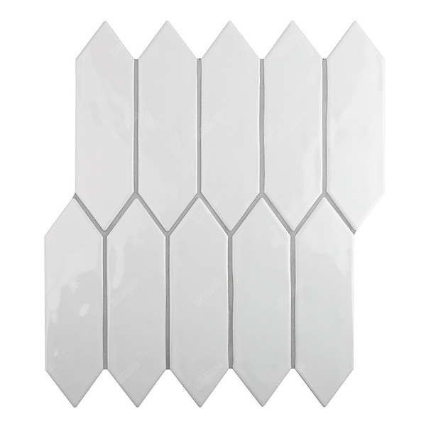 Wholesale Picket Shape Glossy Ceramic White Elongated Hexagon Wall ...