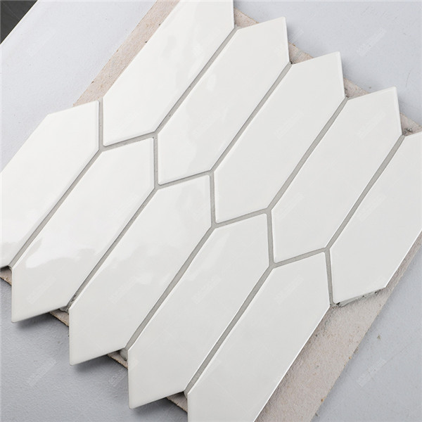 Wholesale Picket Shape Glossy Ceramic White Elongated Hexagon Wall ...