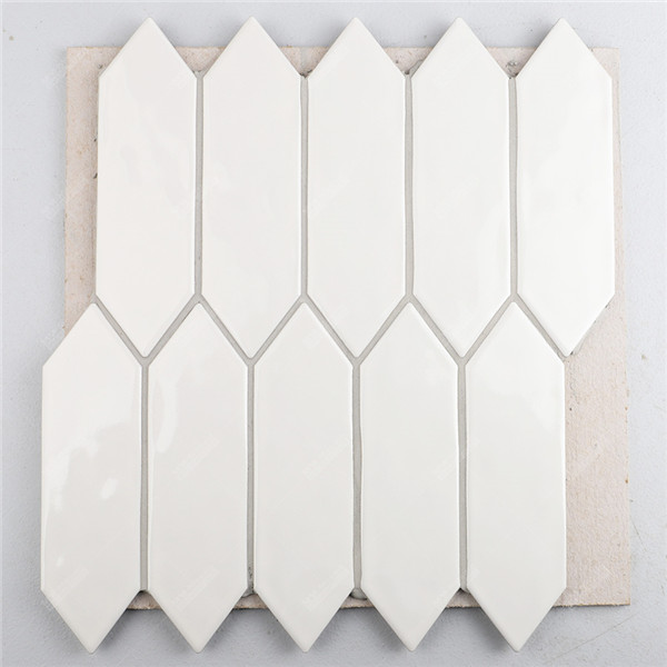 Wholesale Picket Shape Glossy Ceramic White Elongated Hexagon Wall ...