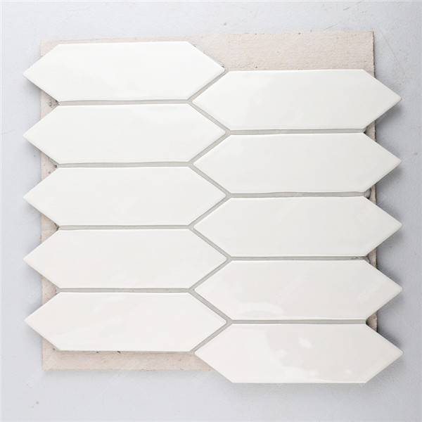 Wholesale Picket Shape Glossy Ceramic White Elongated Hexagon Wall ...