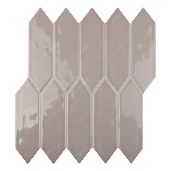 Foshan Factory Picket Shape Glossy Ceramic Grey Elongated Hexagon Tile ...