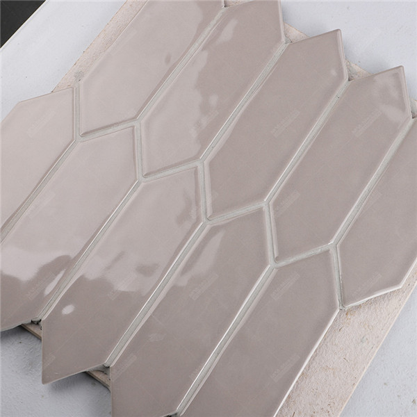 Foshan Factory Picket Shape Glossy Ceramic Grey Elongated Hexagon Tile ...