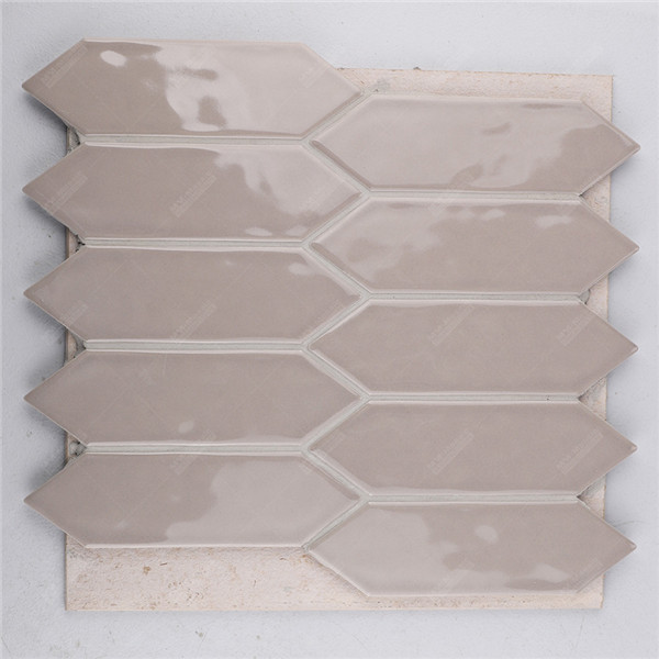 Foshan Factory Picket Shape Glossy Ceramic Grey Elongated Hexagon Tile ...