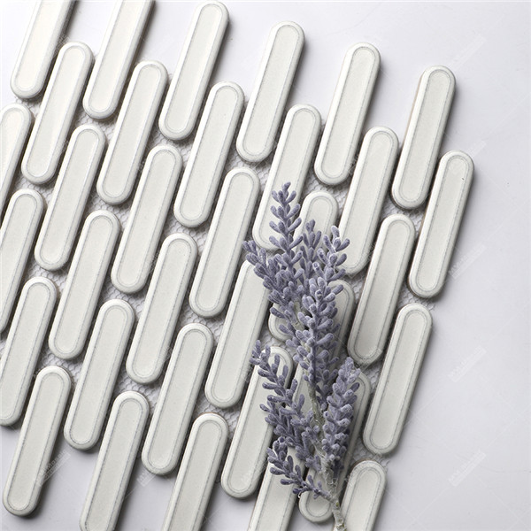 Foshan Wholesale 22x93mm Ceramic White Oval Mosaic Wall Tiles for Hotel ...