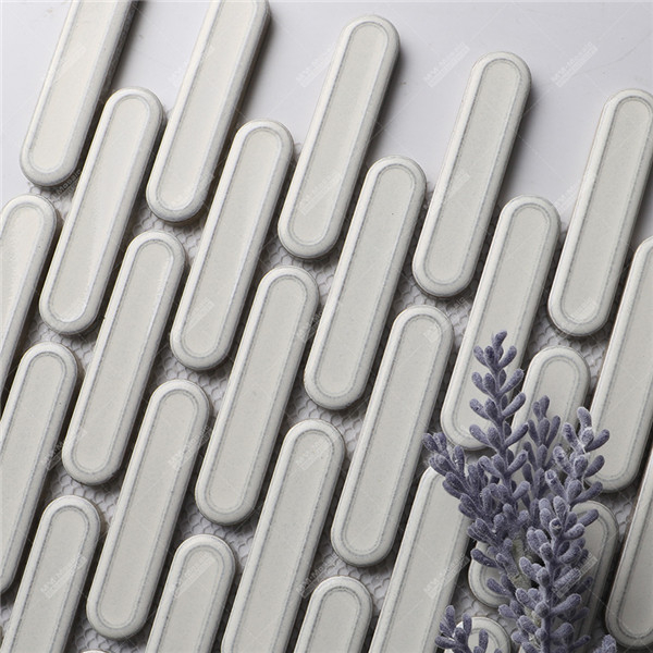 Foshan Wholesale 22x93mm Ceramic White Oval Mosaic Wall Tiles for Hotel ...