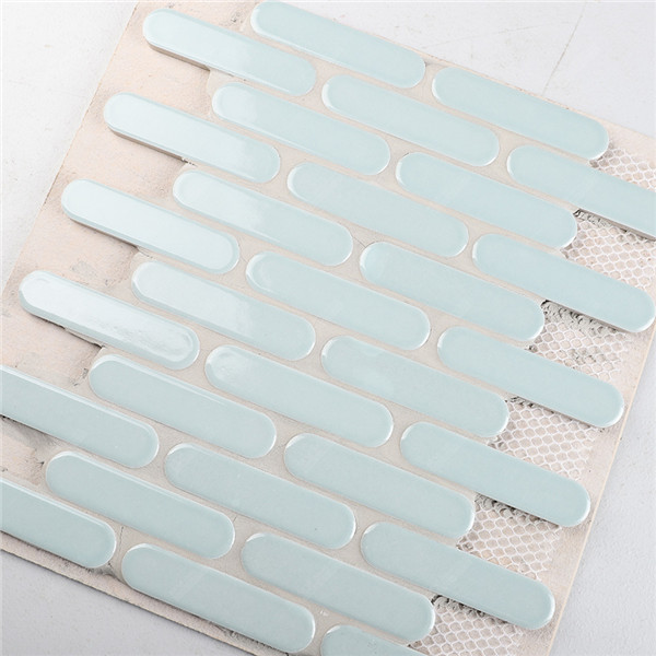Foshan Factory Glazed Porcelain Long Oval Pale Blue Mosaic Tiles for ...
