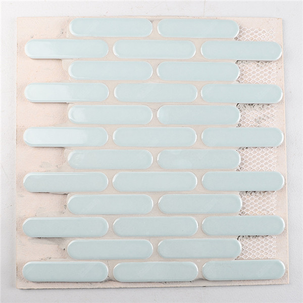 Foshan Factory Glazed Porcelain Long Oval Pale Blue Mosaic Tiles for ...