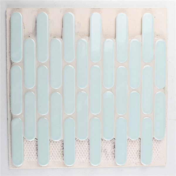 Foshan Factory Glazed Porcelain Long Oval Pale Blue Mosaic Tiles for ...
